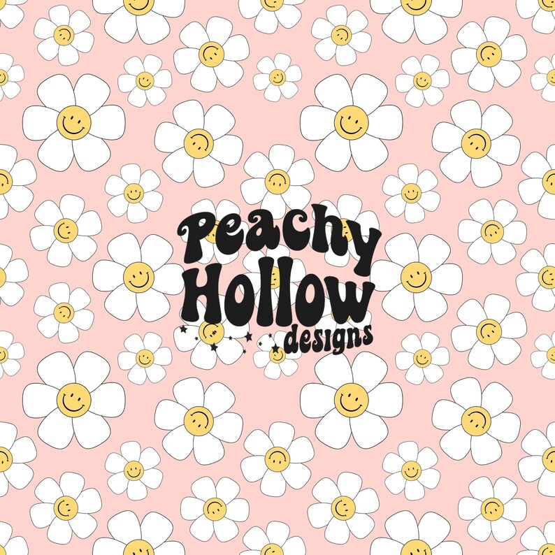 Seamless Smiley Daisy Pattern Background Paper Repeating - Etsy