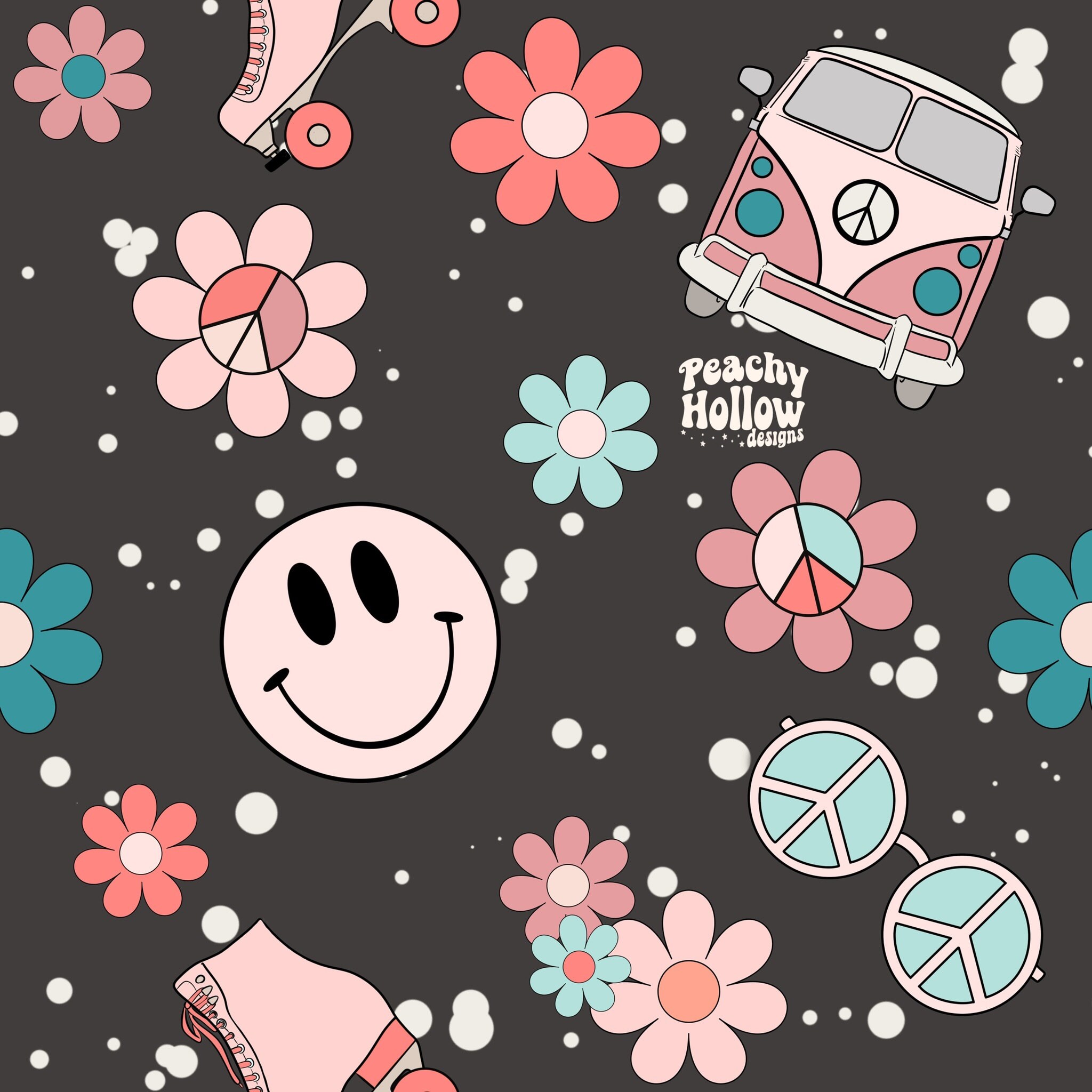 Seamless Hippie Smiley Pattern Background Repeating Patterns ...
