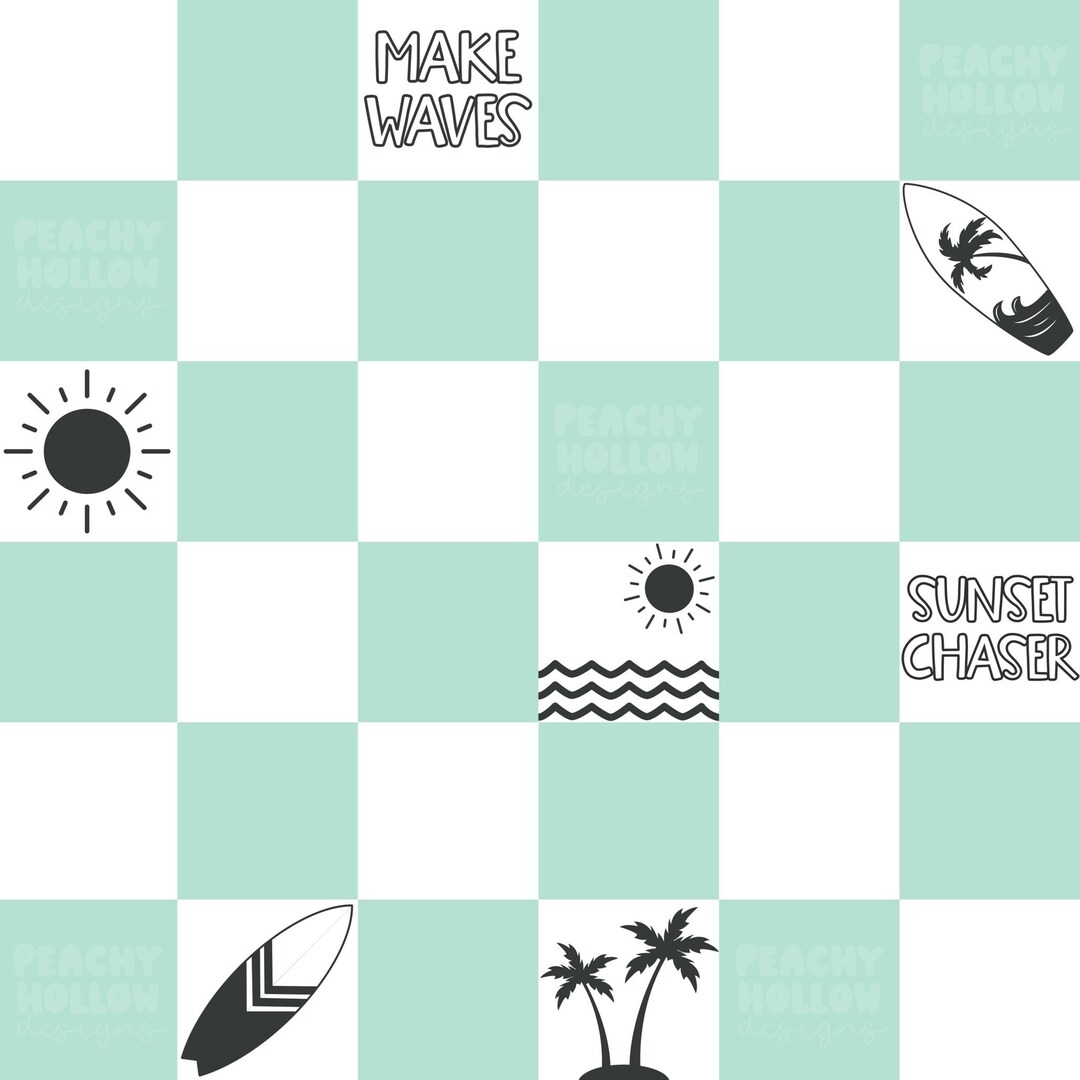 5 Seamless Checker Surf's up Patterns Surfer Seamless Retro Beach ...