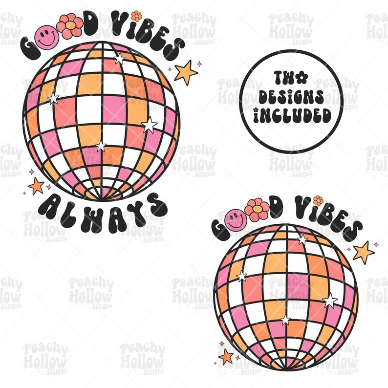Good Vibes Disco Png File for Sublimation DTG Design Smiley Png Daisy ...