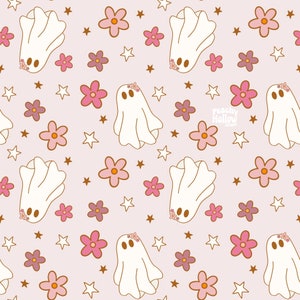 Seamless Halloween Pattern, Seamless Boho Rainbow Ghost Pattern ...