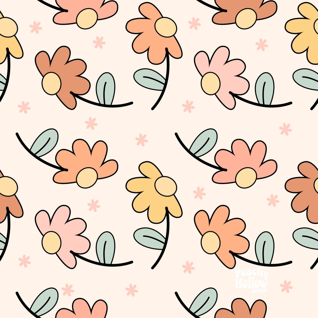 2 Seamless Hippie Daisy Patterns Background Repeating Patterns ...