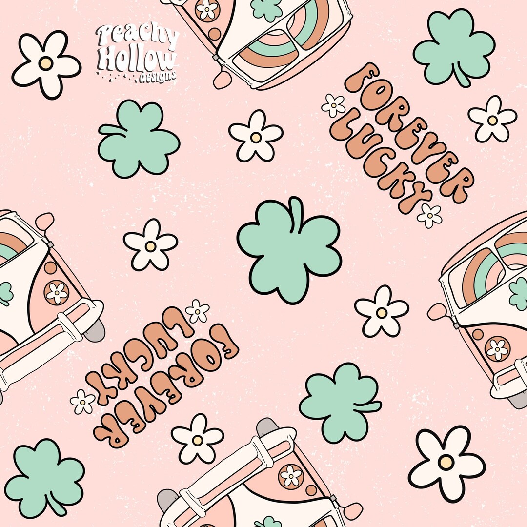 St Paddy’s Day Retro VW Bus Seamless Repeat Fabric Pattern Forever ...