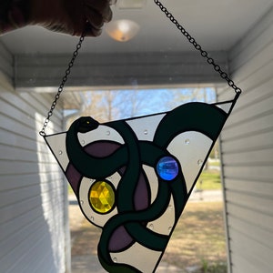 Glass Art, Suncatcher, Stained Glass, Snake, Dichroic, Bevels, Pastel ...