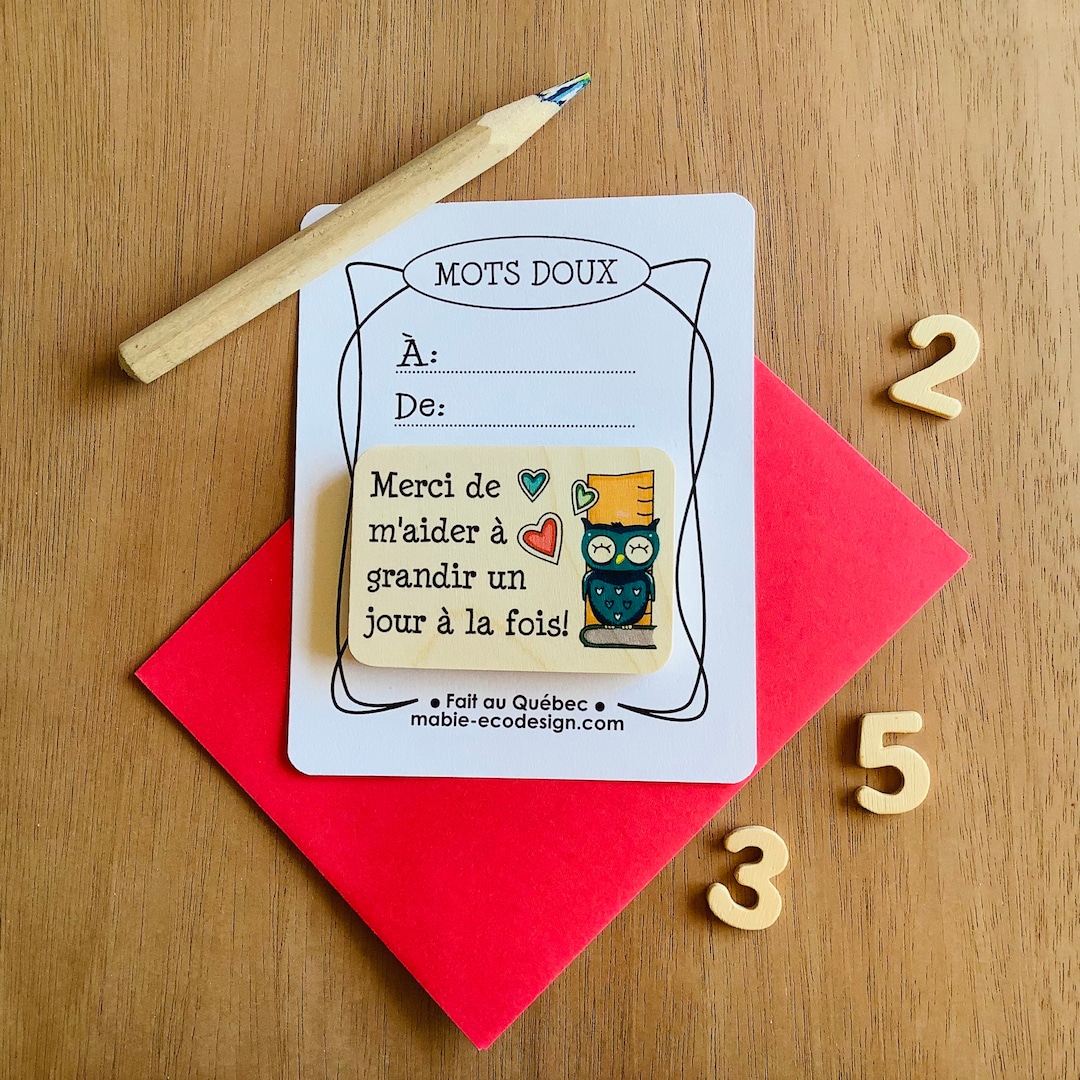 Cadeau éducatrice ou professeur plusieurs choix aimant sur carton avec ...