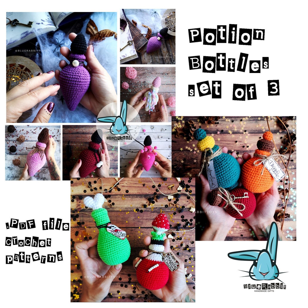 Amigurumi Potion Bottle Crochet Pattern Set. Halloween Crochet Pattern ...