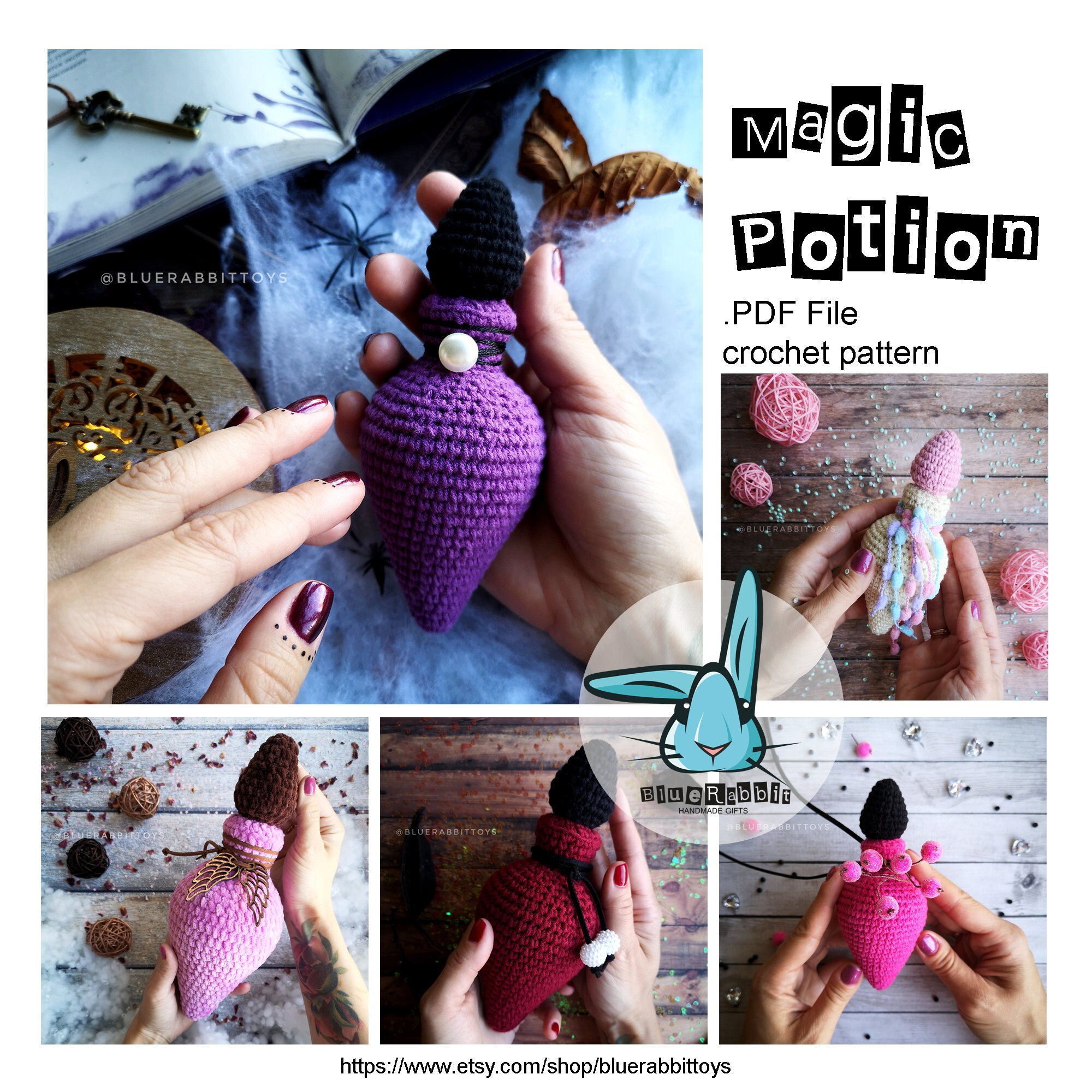 Amigurumi Magic Potion Bottle Crochet Pattern: Halloween Witch (PDF ...