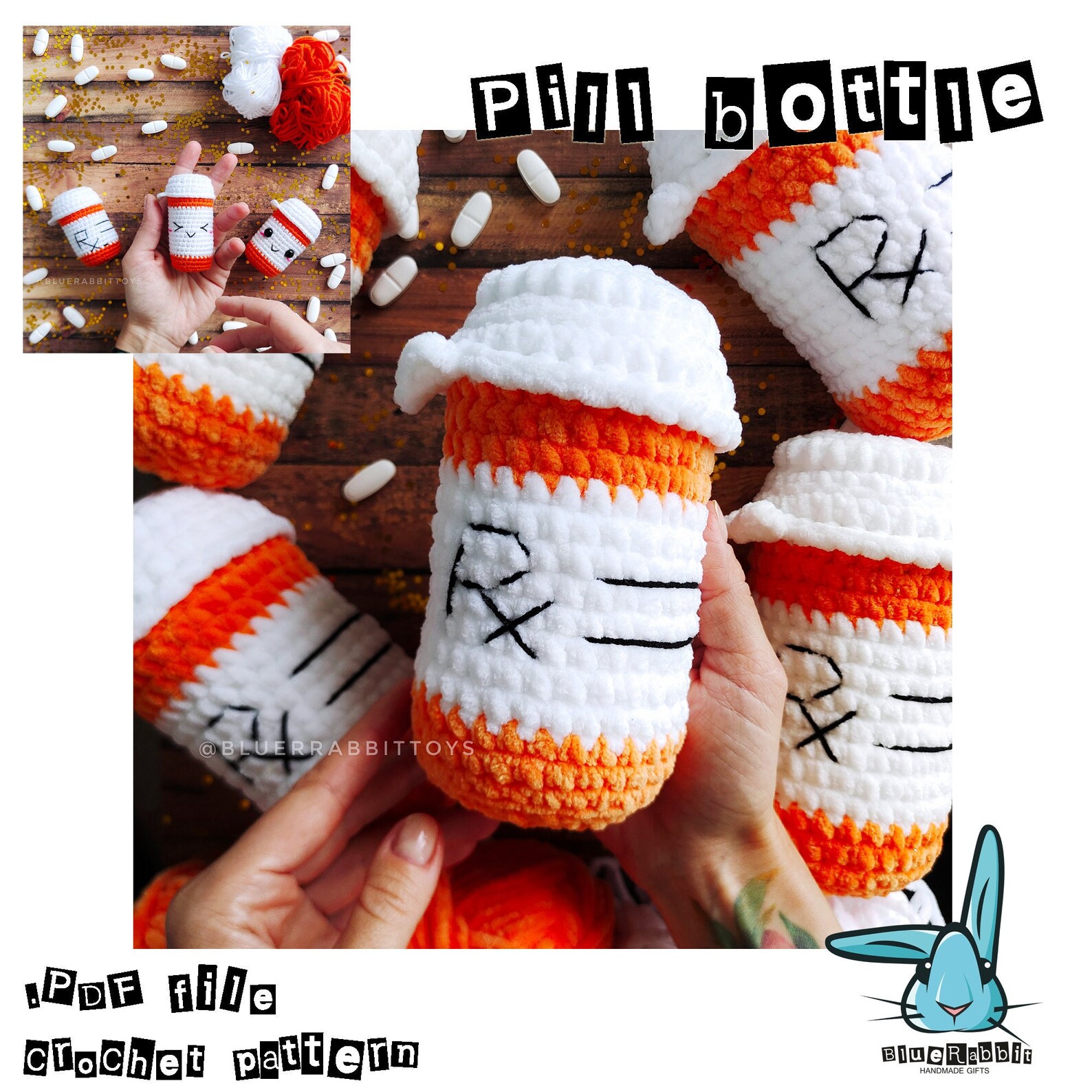 Amigurumi Pill Bottle Crochet Pattern. Languages: English - Etsy