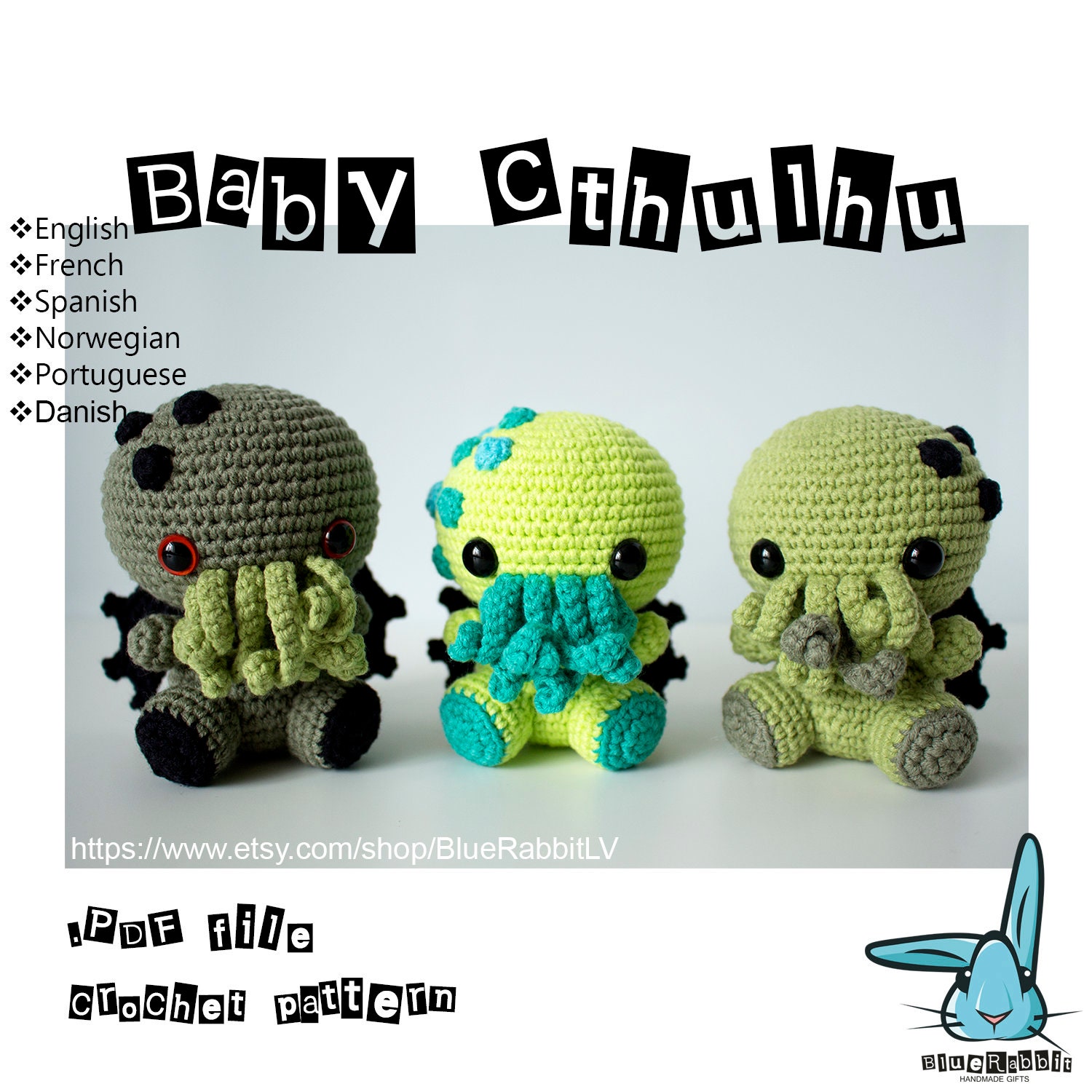 Baby Cthulhu amigurumi crochet pattern. Language English | Etsy
