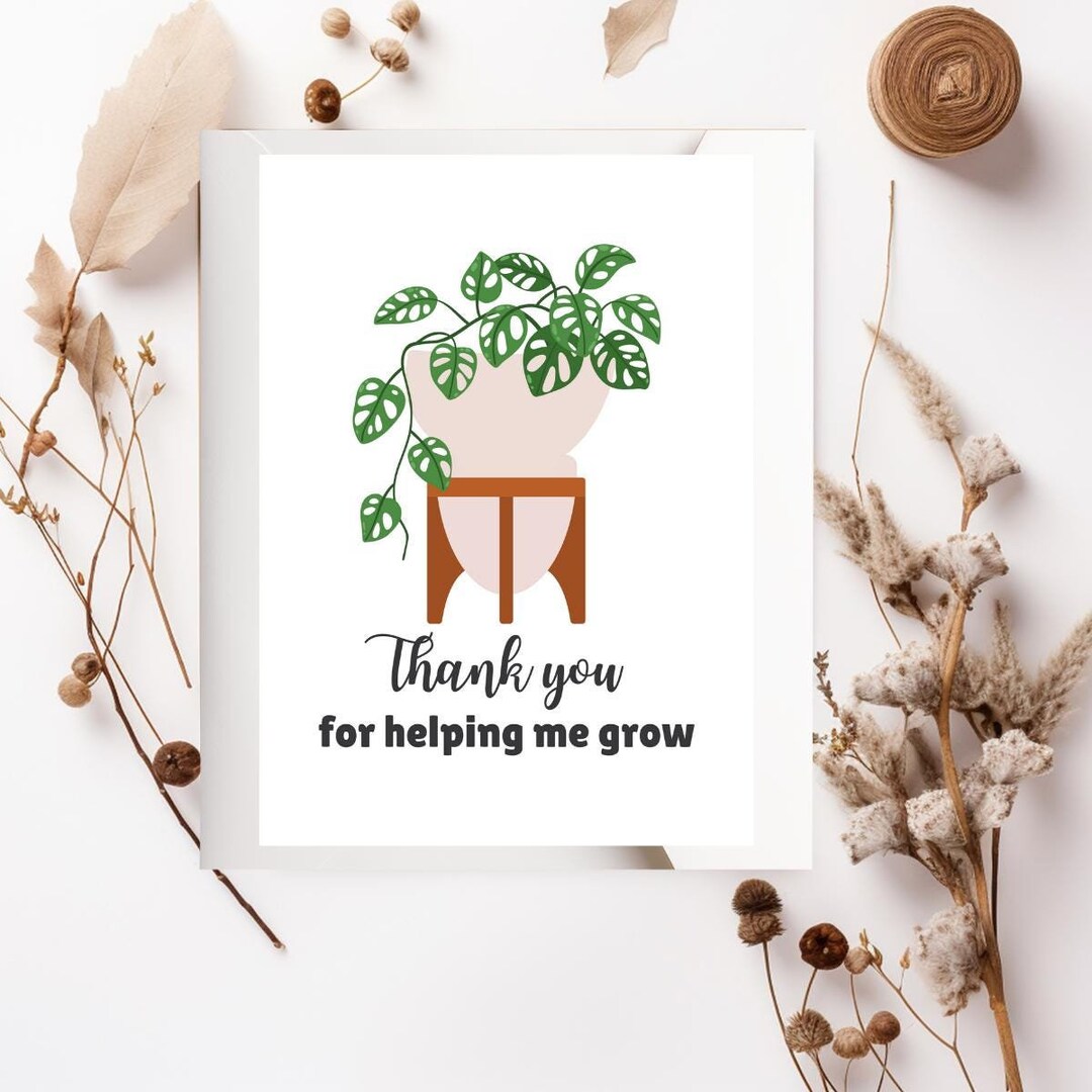 Coworker Thank You Card, Appreciation Card, Helping Me Grow, Boho Card ...