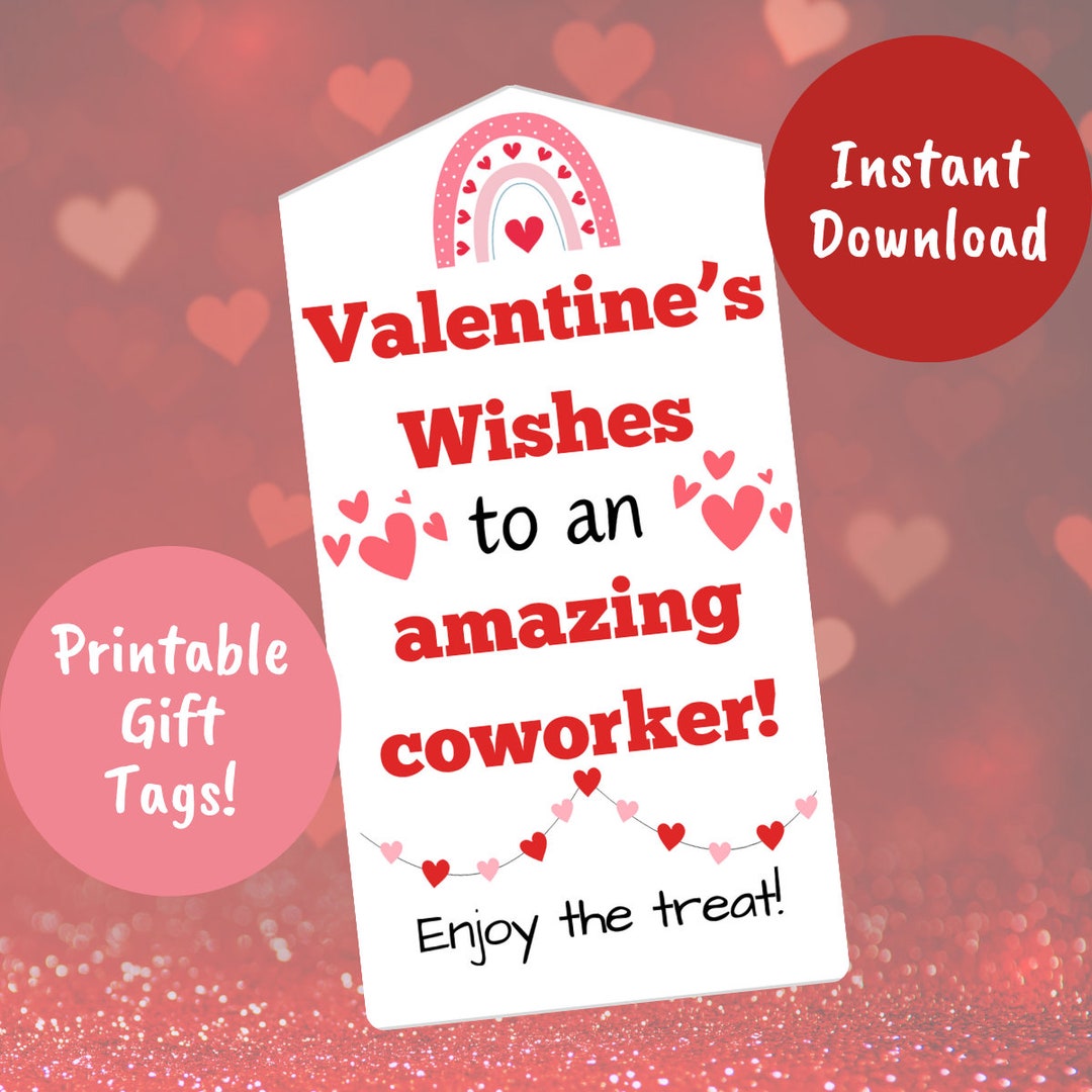 Instant Download Valentine's Tag, Coworker Valentine, Valentine's ...