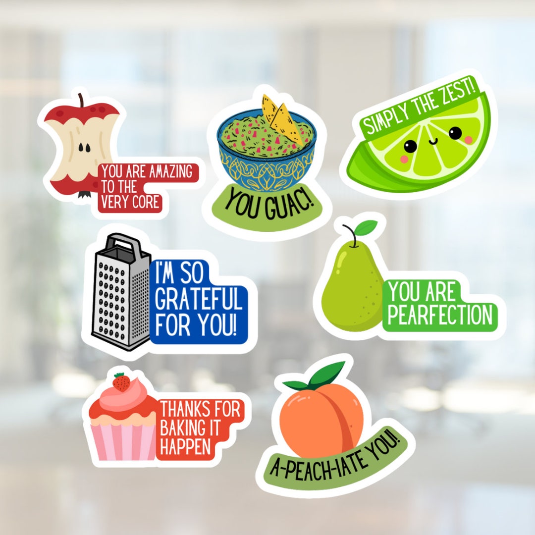 Funny Thank You Food Puns Sticker Pack, Gift for Office Friend, Best ...