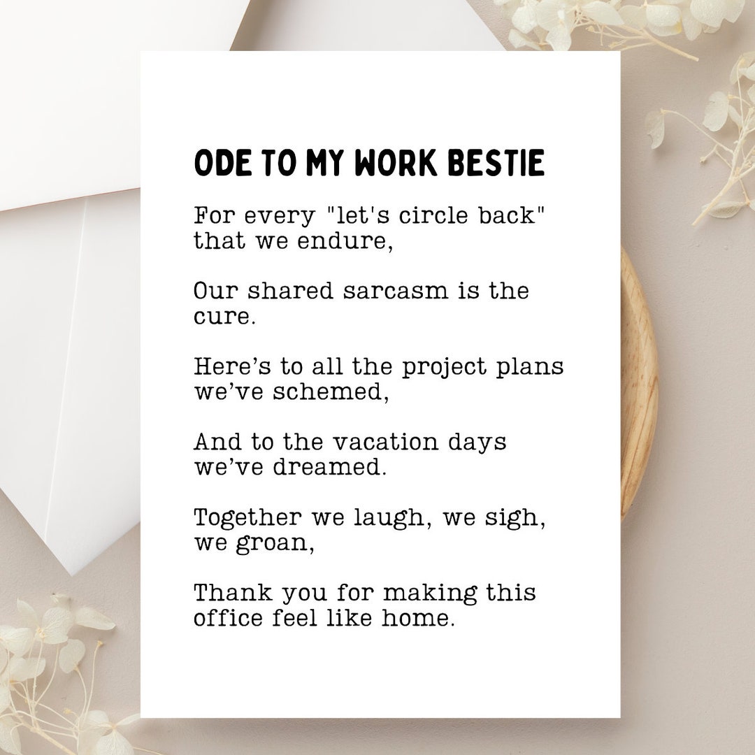 Work Bestie Card, Funny Work Card, Ode to Work Bestie Circle Back ...