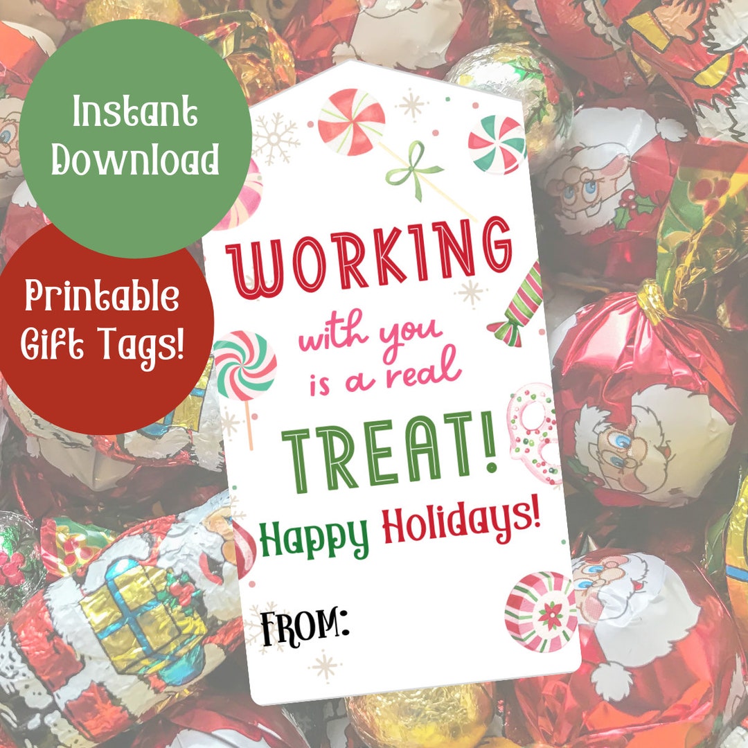 Christmas Coworker Gift Tags Working With You is A Real Treat Holiday ...