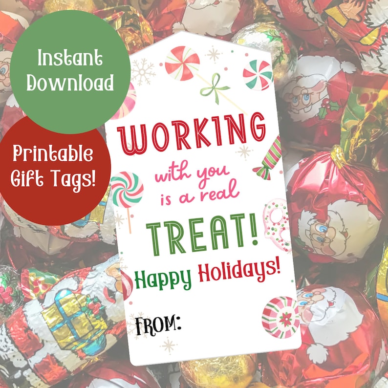 Christmas Coworker Gift Tags Working With You is A Real Treat Holiday ...