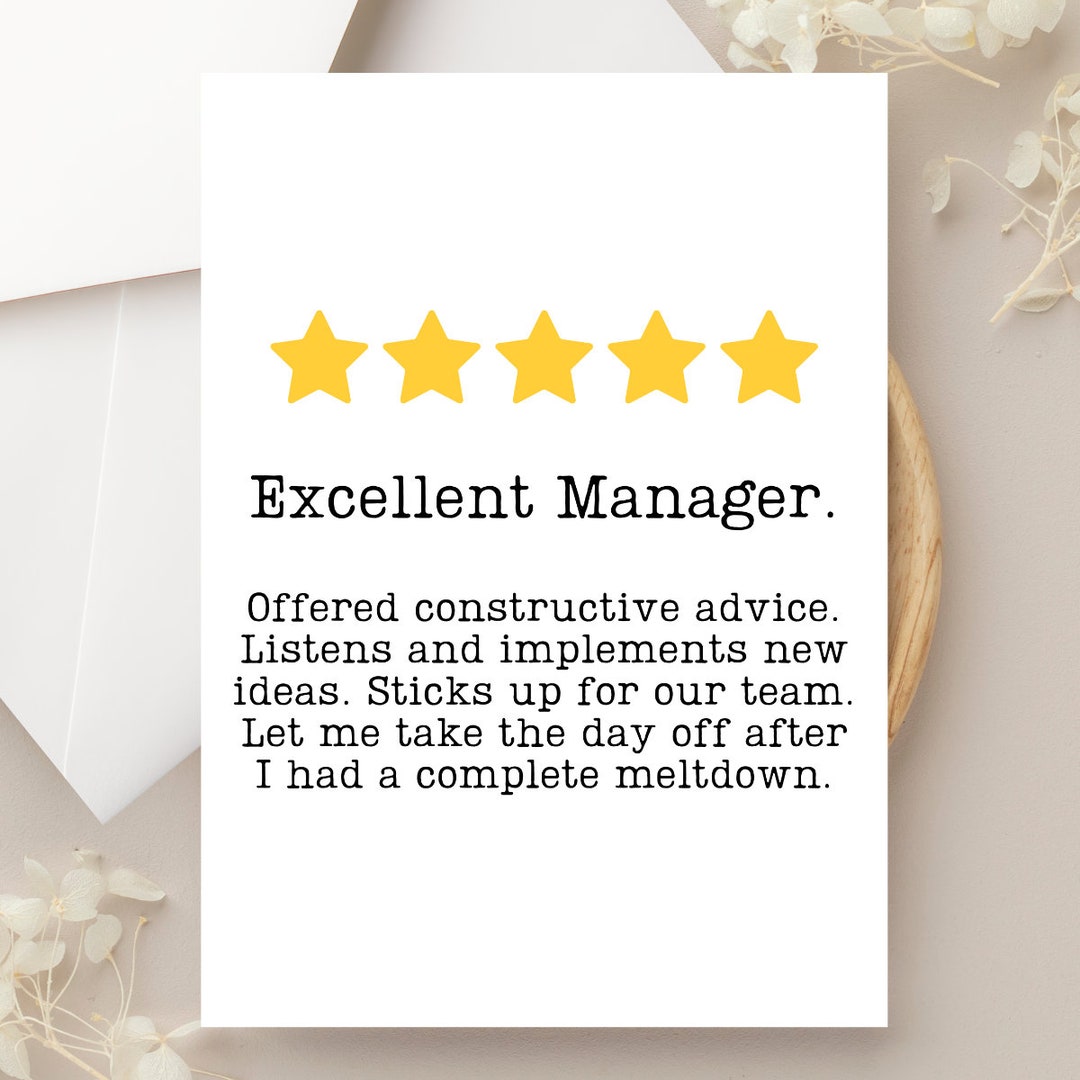 Funny Manager Card, Appreciation Card, Manager Gift, Work Appreciation ...