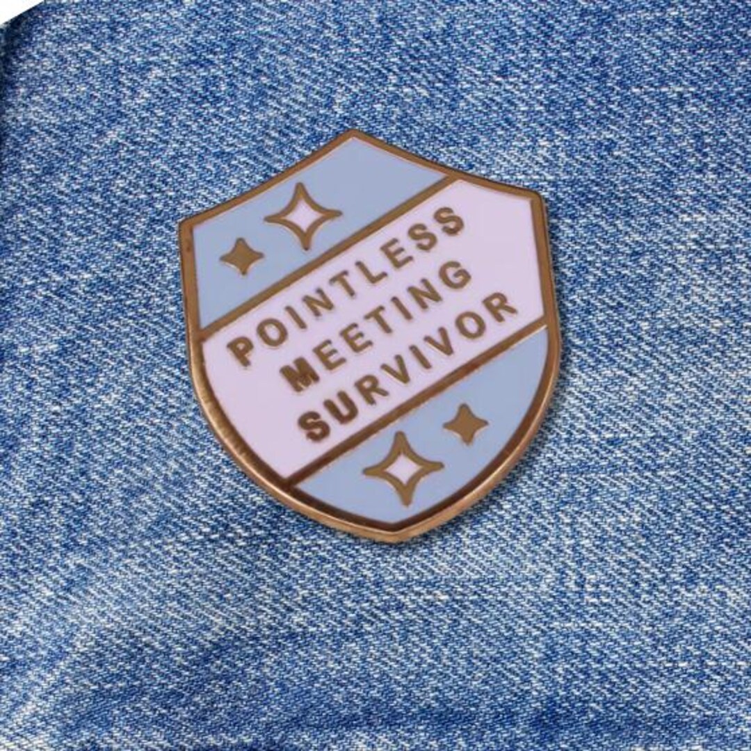 Pointless Meeting Survivor Pin Blue and White, Enamel Pin, Funny Pins ...
