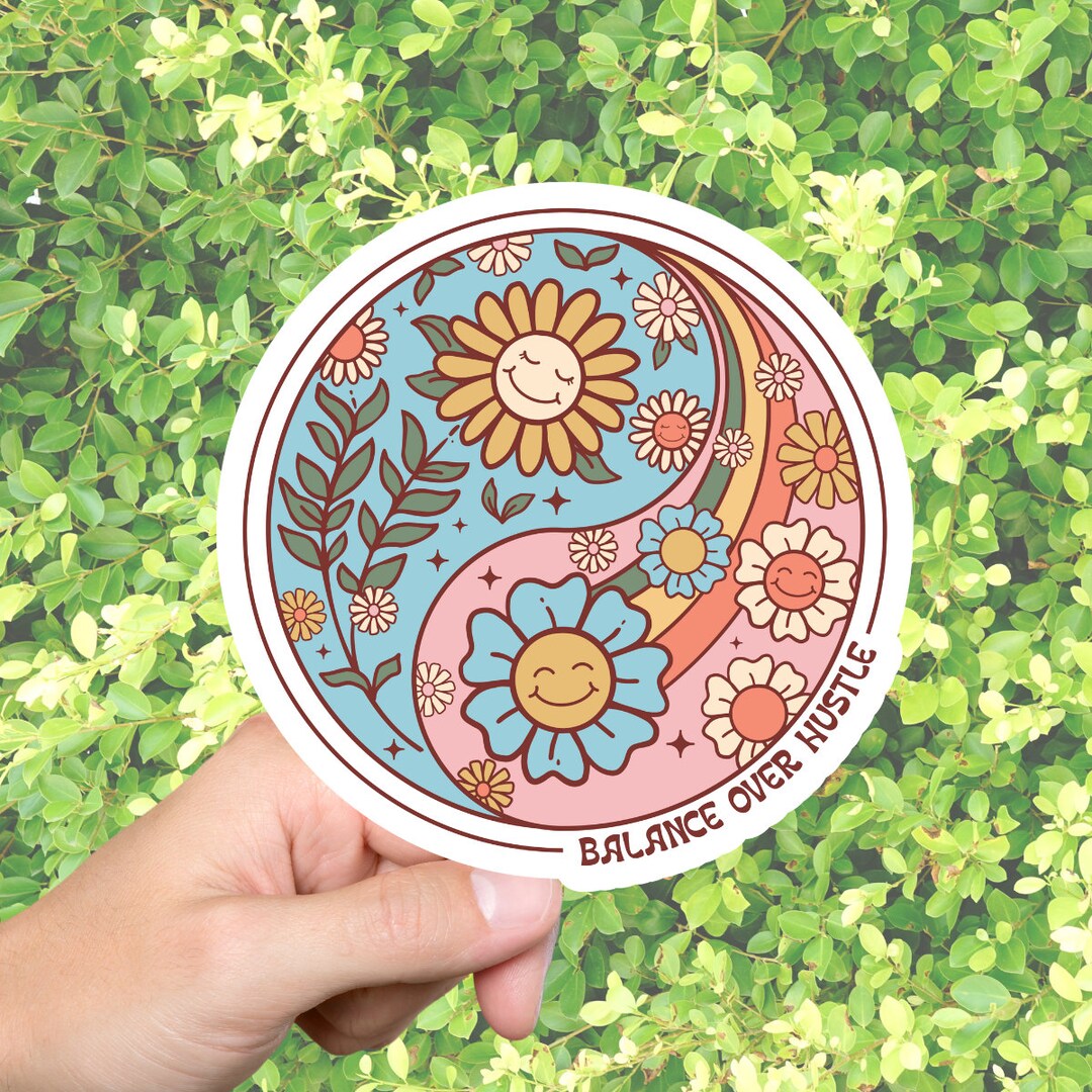 Positive Laptop Sticker, Balance Over Hustle, Motivational Work Sticker ...