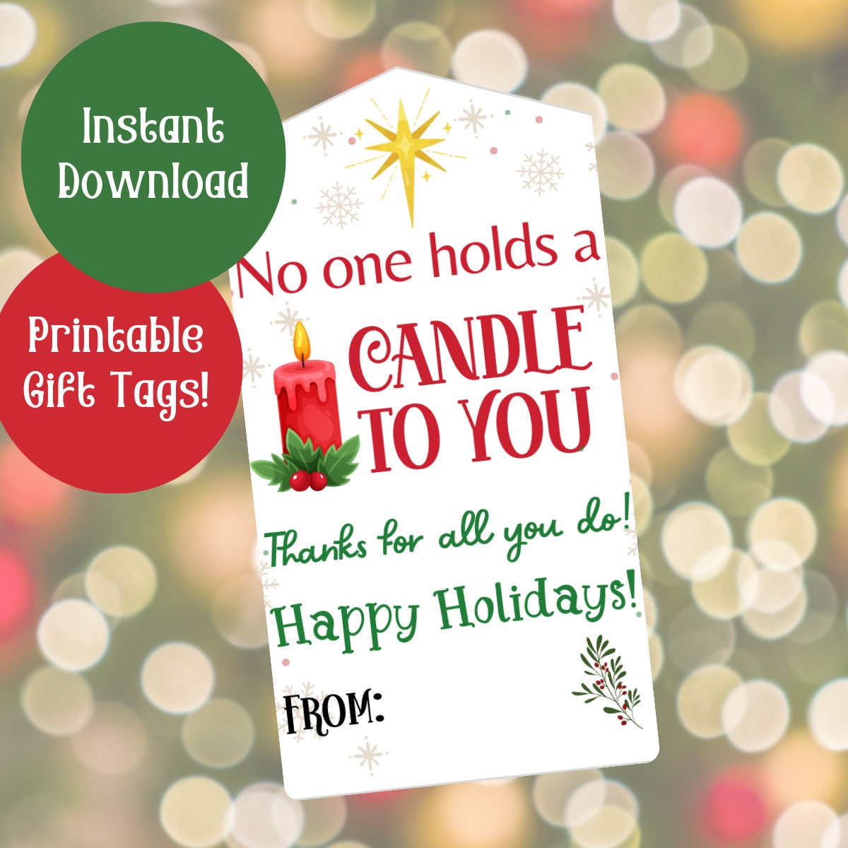 Christmas Coworker Gift Tags No One Holds a Candle to You Holiday ...