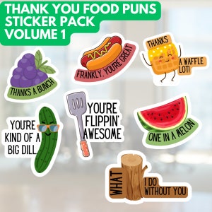 Funny Thank You Food Puns Sticker Pack Gift for Office - Etsy