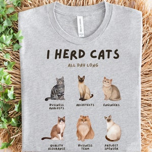 Hilarious Herding Cats Meme Tee for Project Managers, Gift for Project ...