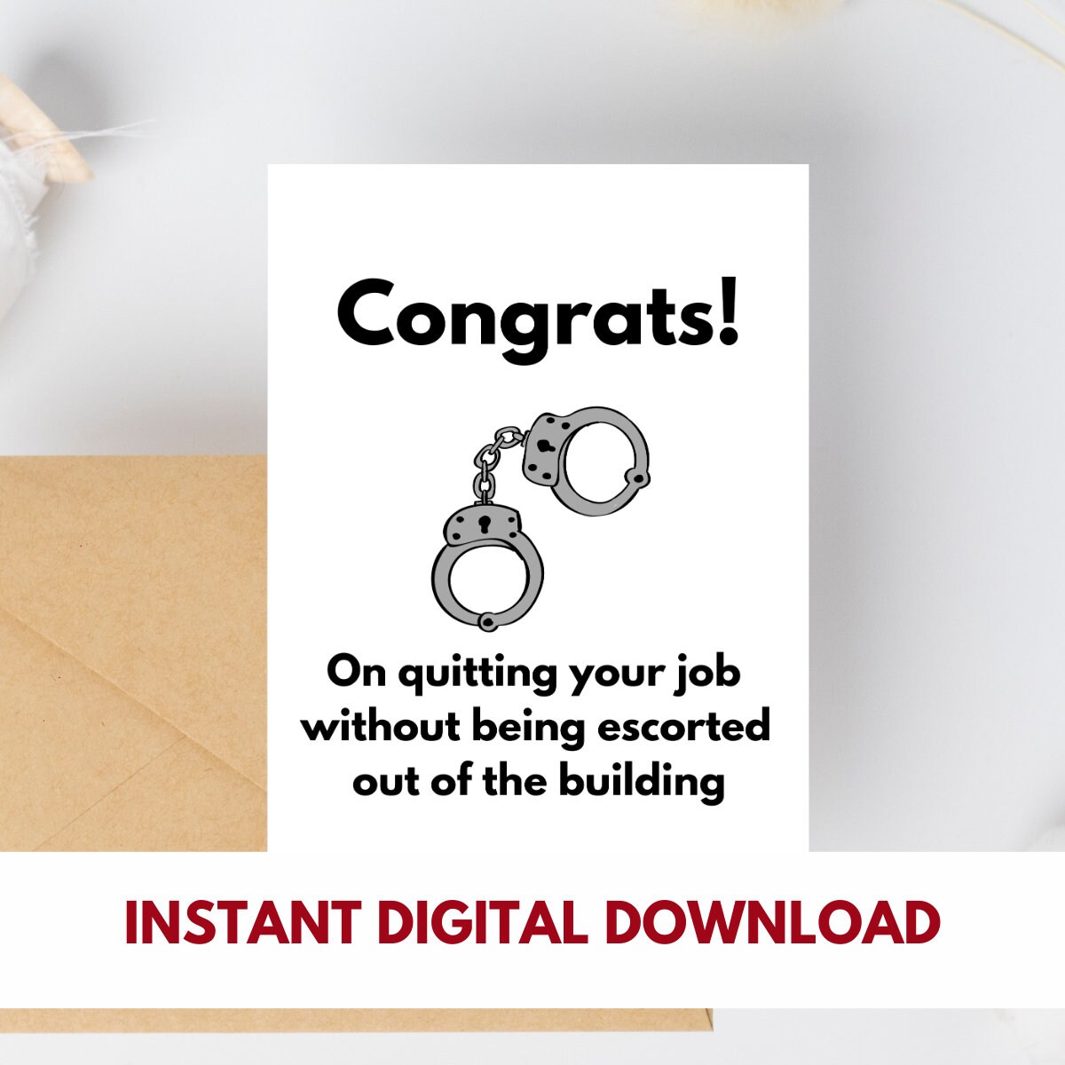 Instant Download Leaving Quitting Job Card, Printable Card, Congrats on ...