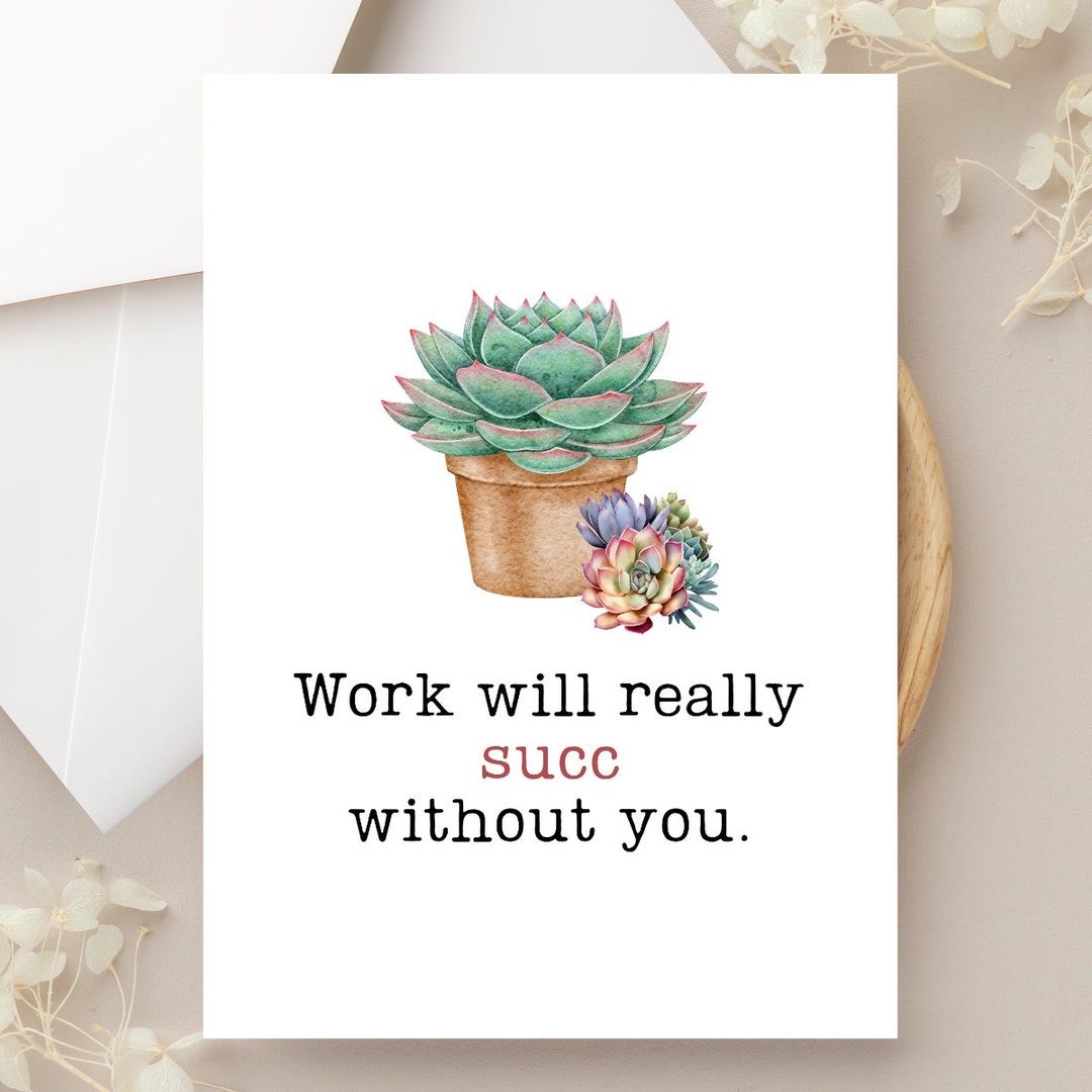 Funny Leaving Card for Work Friend, Work Will Really Succ Without You, Coworker New Job, Joke ...