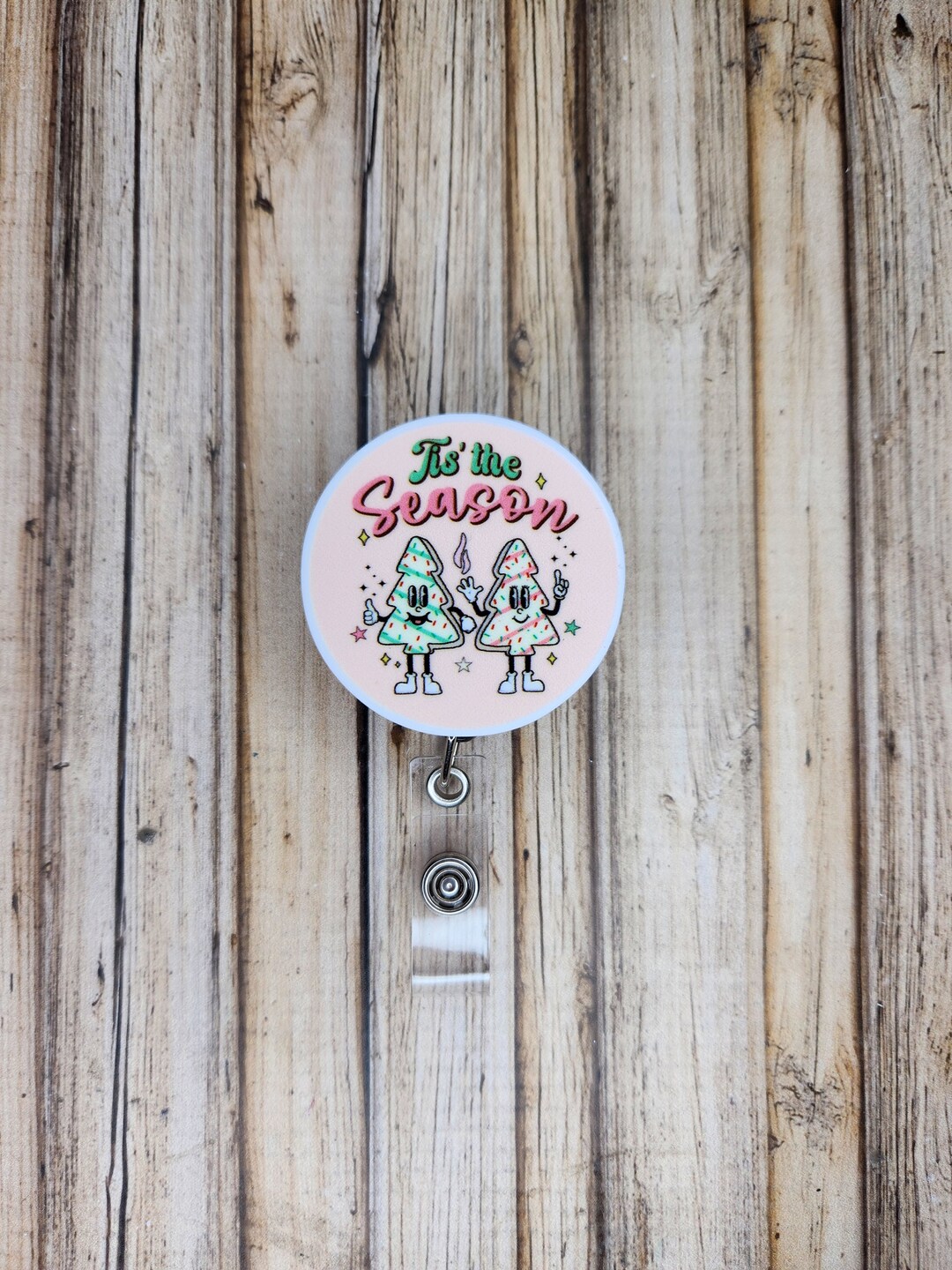 Christmas Tree Cake Holiday Belt Clip Badge Reel Name Tag Holder ...