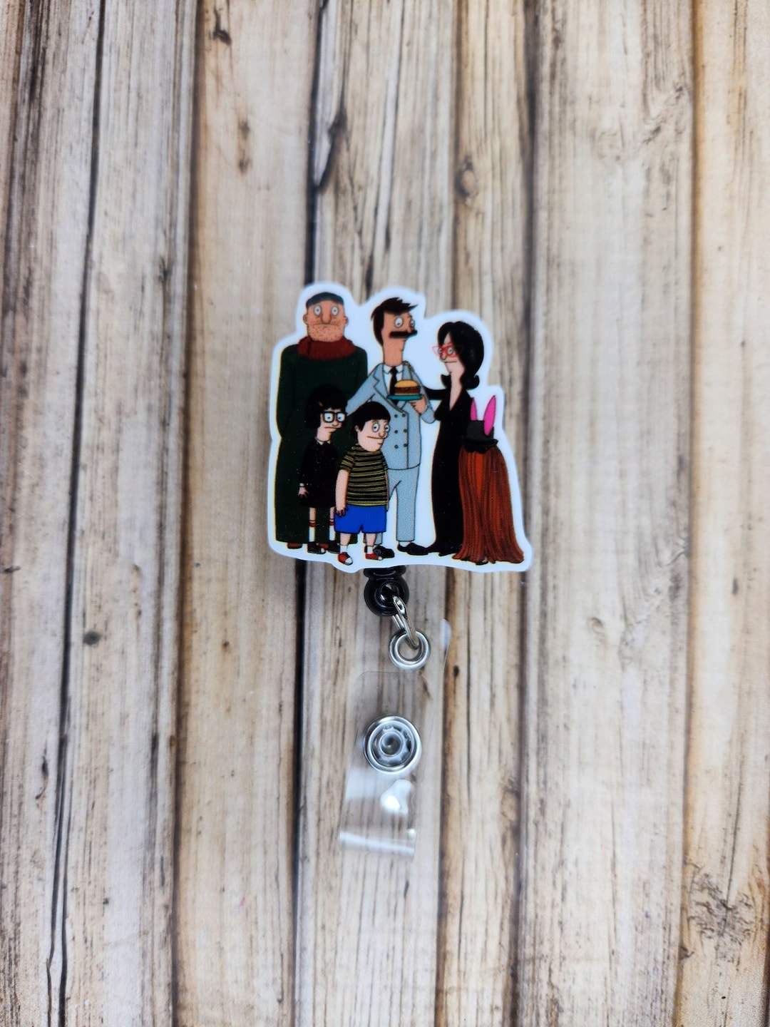 Addams Family Bob Burgers Mashup Belt Clip Badge Reel Name Tag Holder ...