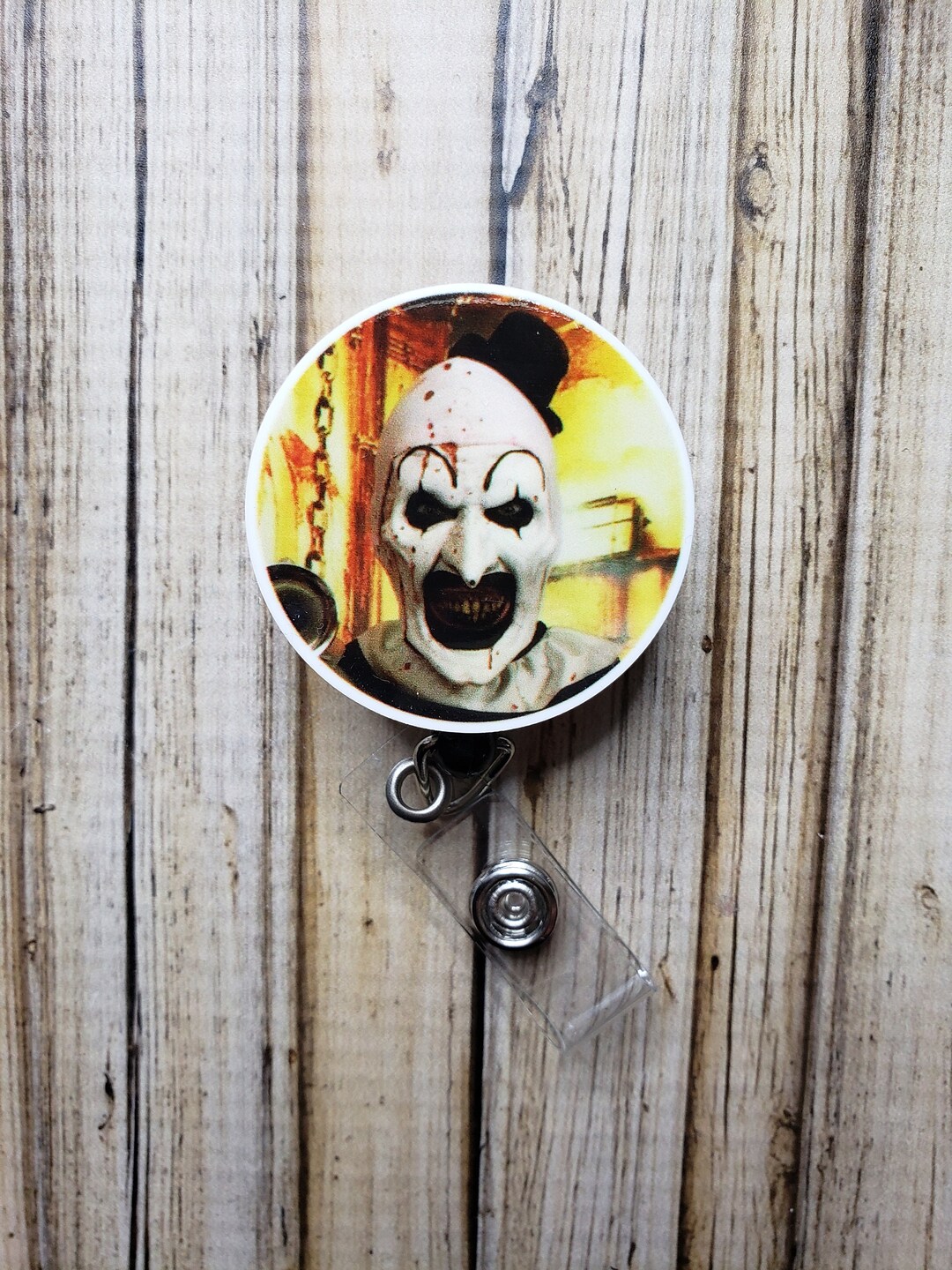 Scary Clown Belt Clip Badge Reel Name Tag Holder Nurse / Student - Etsy