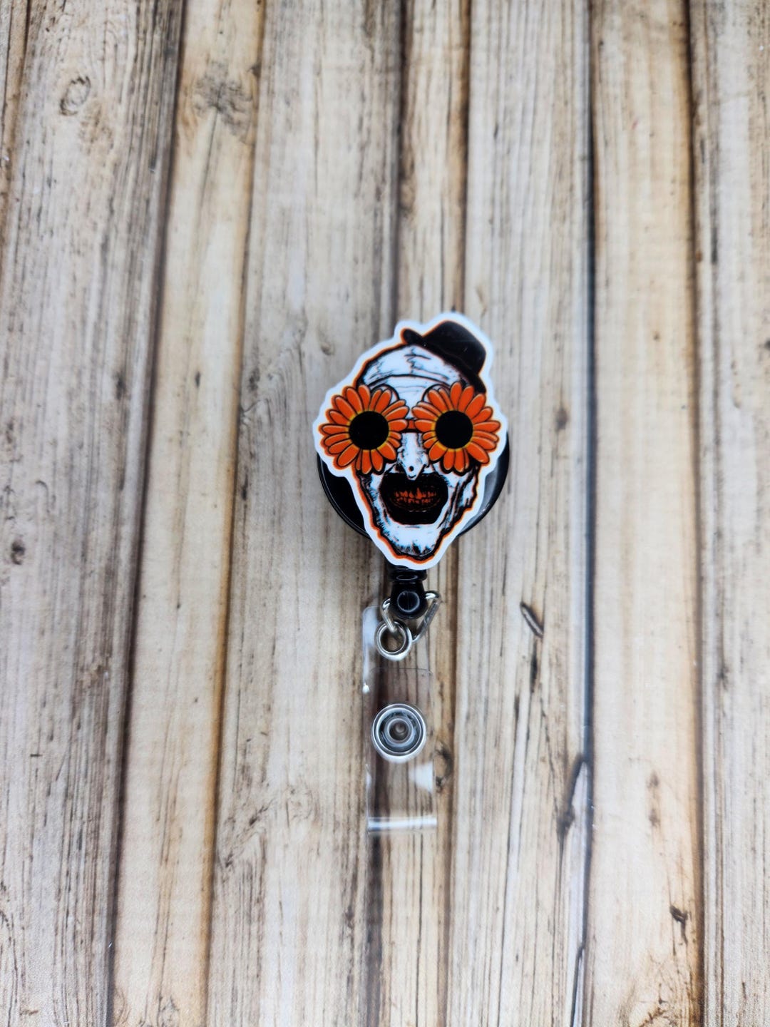 Scary Flower Clown Halloween Belt Clip Badge Reel Nurse Student - Etsy