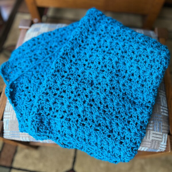 Blue Crochet Blanket - Etsy