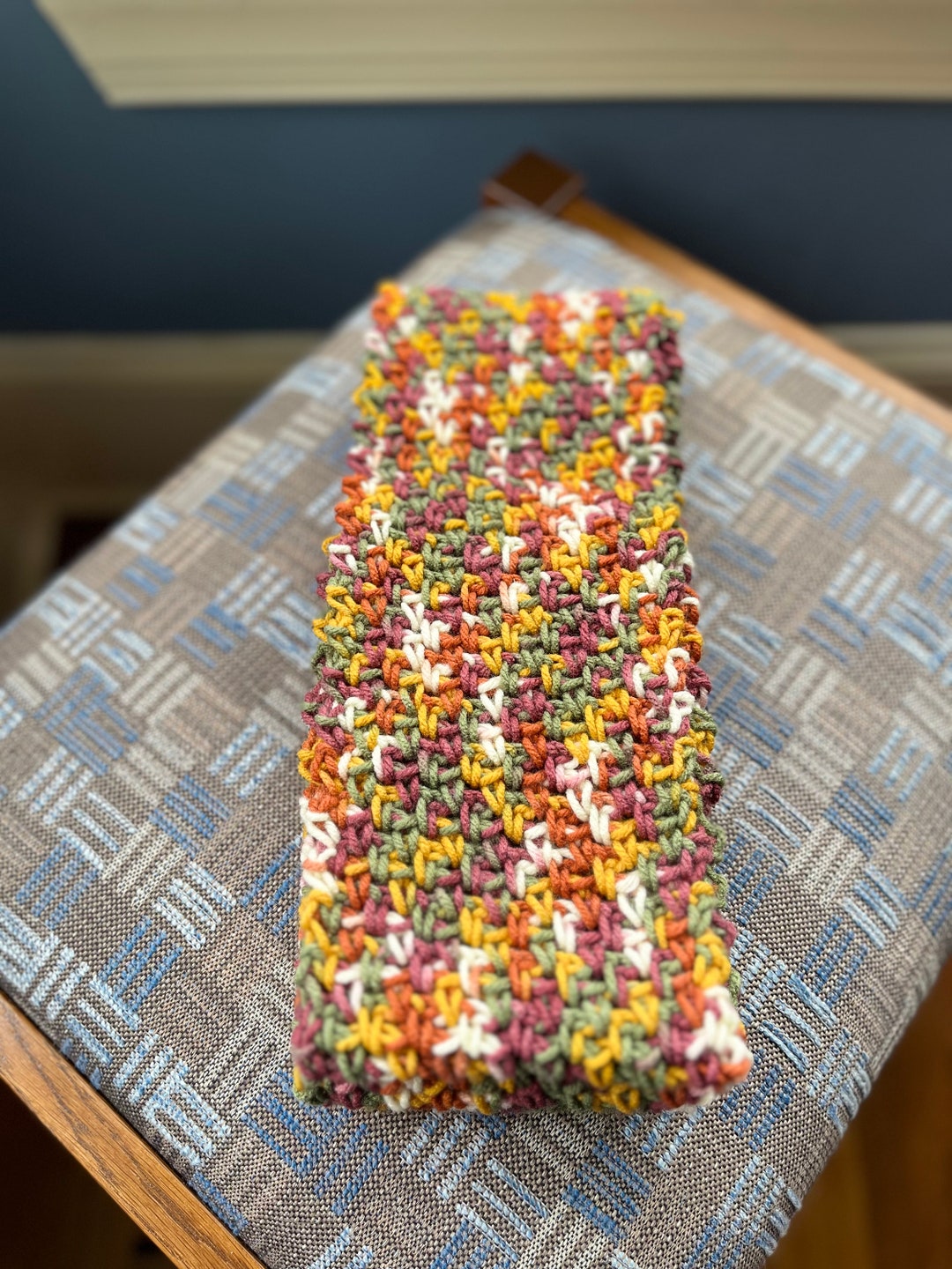 Fall Multicolored Scarf, Green Rust Orange Shades, Handmade Scarf, Soft ...