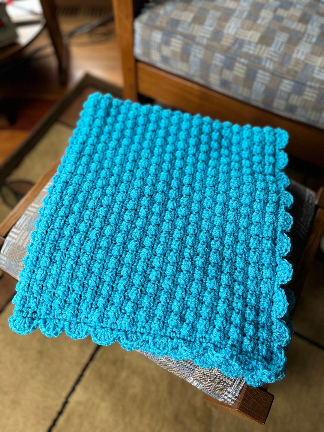 Handmade Blue Blanket, Blue Blanket, Crochet Blanket, Crib Blanket ...