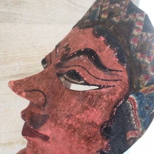 Javanese Hand-painted, Hand-carved Wood Dance Mask Pink - Etsy