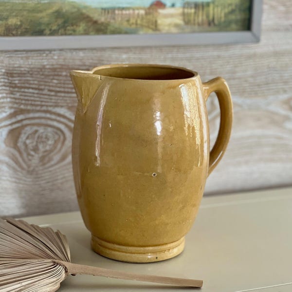 Yellow Ware Pitcher - Etsy