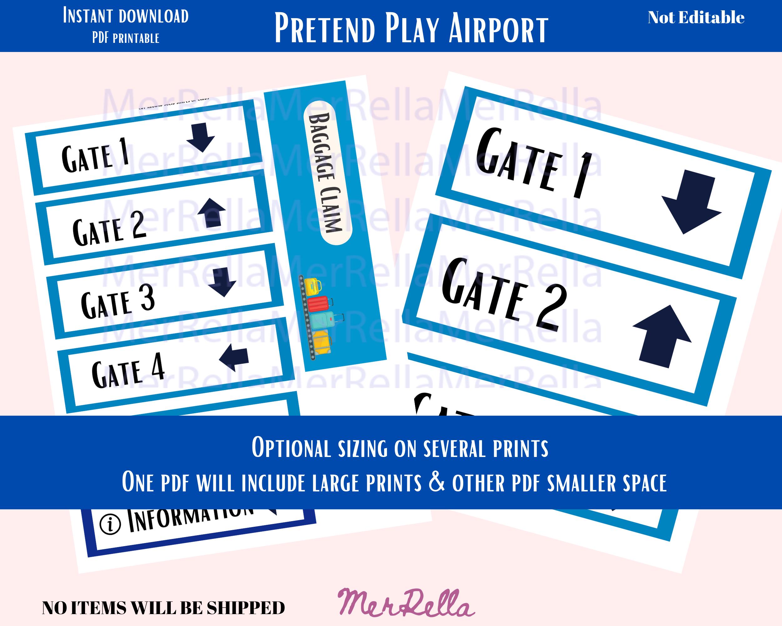 Pretend Airport Dramatic Play Set, Printable Passport, Boarding Pass ...
