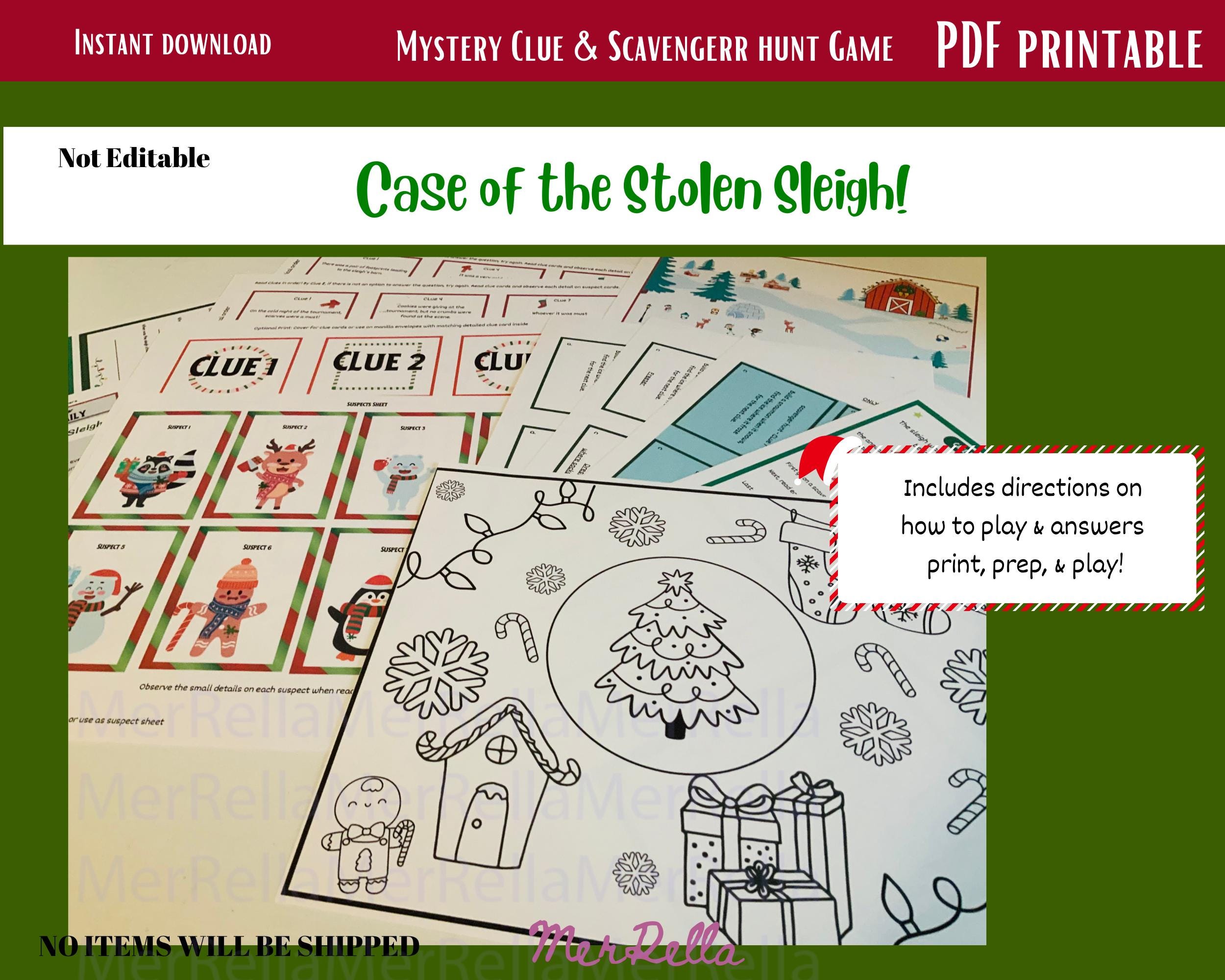 Christmas Detective Mystery Game | Christmas Scavenger Hunt PDF ...