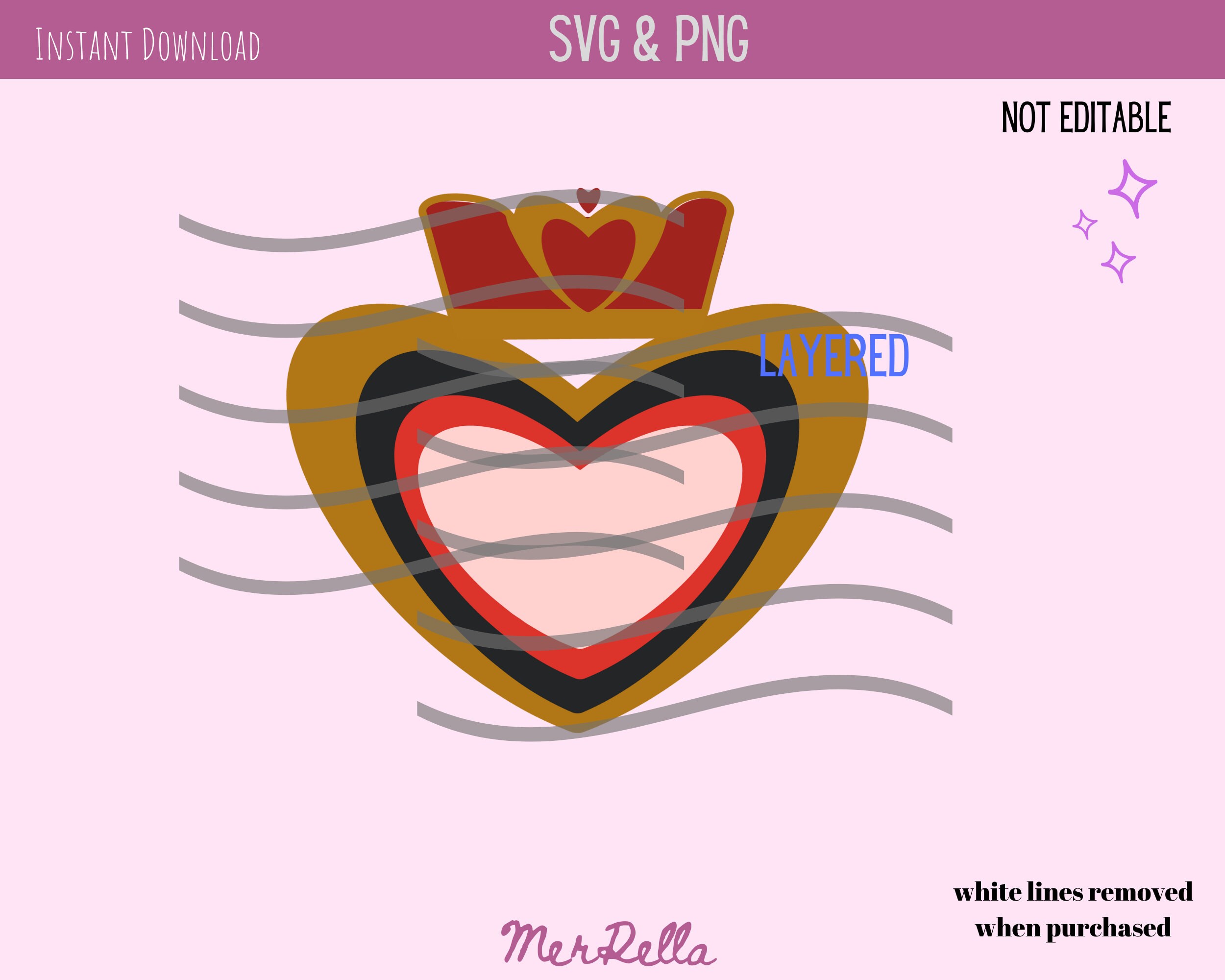 Rise of Red Queen Hearts SVG PNG, Descendants, Hand Drawn Clipart ...