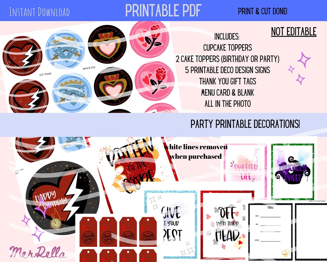 Descendants Party Printables: Cupcake Toppers, Cake Toppers (PDF) - Etsy