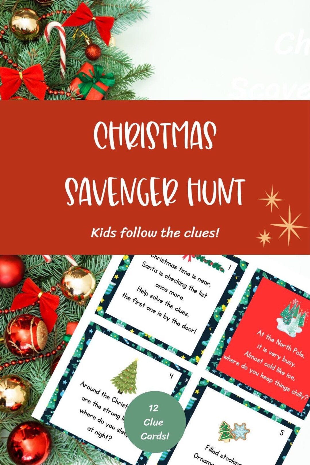 Christmas Scavenger Hunt Printable, Kids Christmas Clue Game Printable ...