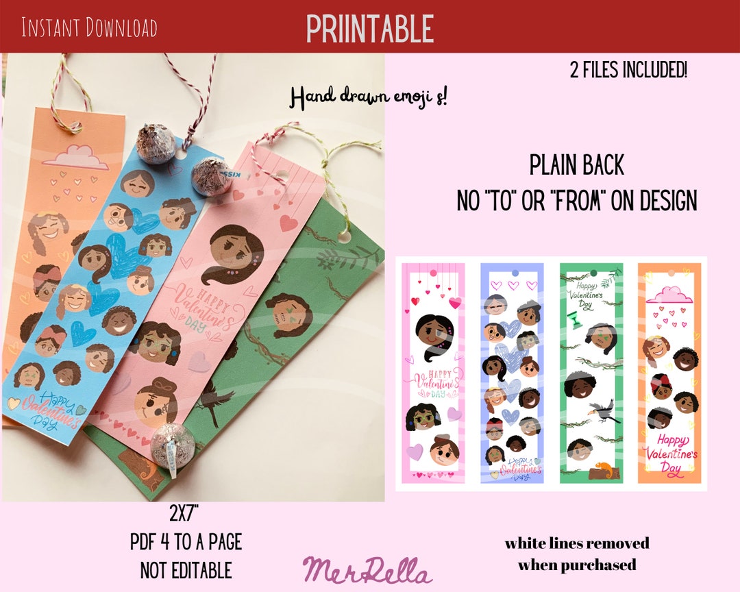 Encanto Valentine’s Cards Bookmark, DIY Valentine’s Printable, Emoji ...