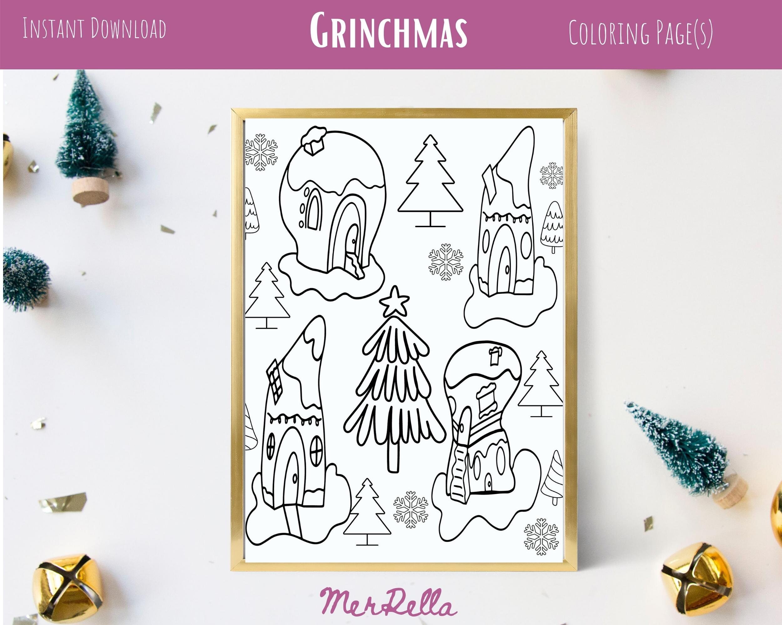 Christmas Coloring Pages Bundle Printable Grinchmas Feliz - Etsy