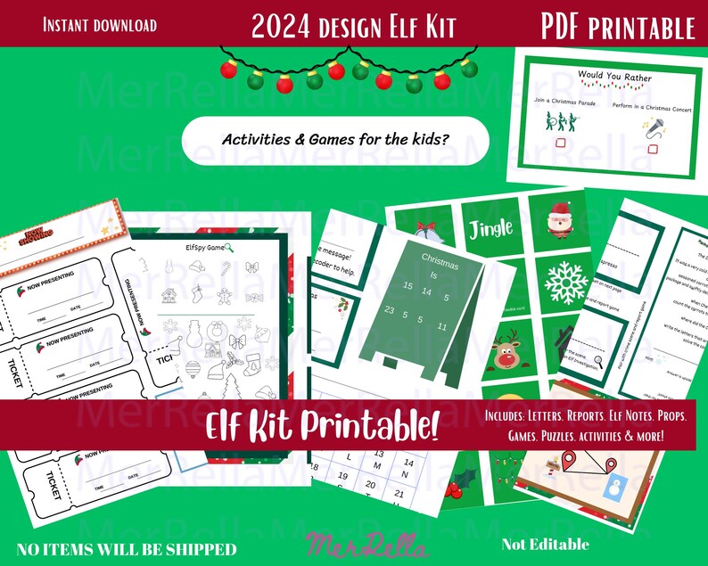 Fun Elf Kit Printable Bundle, 25 Day Christmas Elf Kit, Easy ...