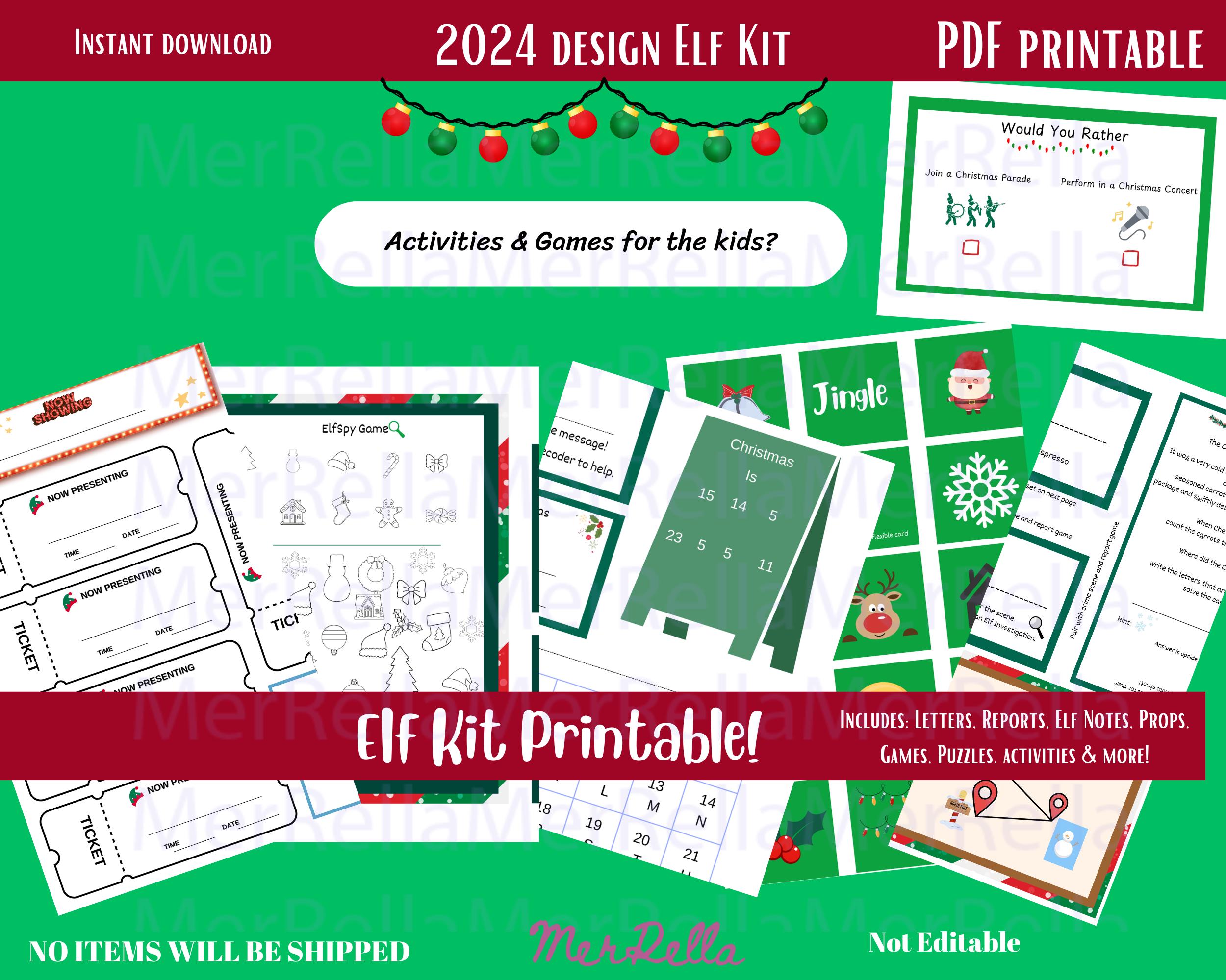 Fun Elf Kit Printable Bundle, 25 Day Christmas Elf Kit, Easy ...