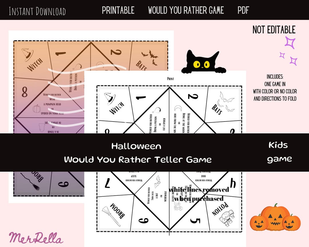 Halloween Fortune Teller Game: Kids' Printable Cootie Catcher (PDF) - Etsy