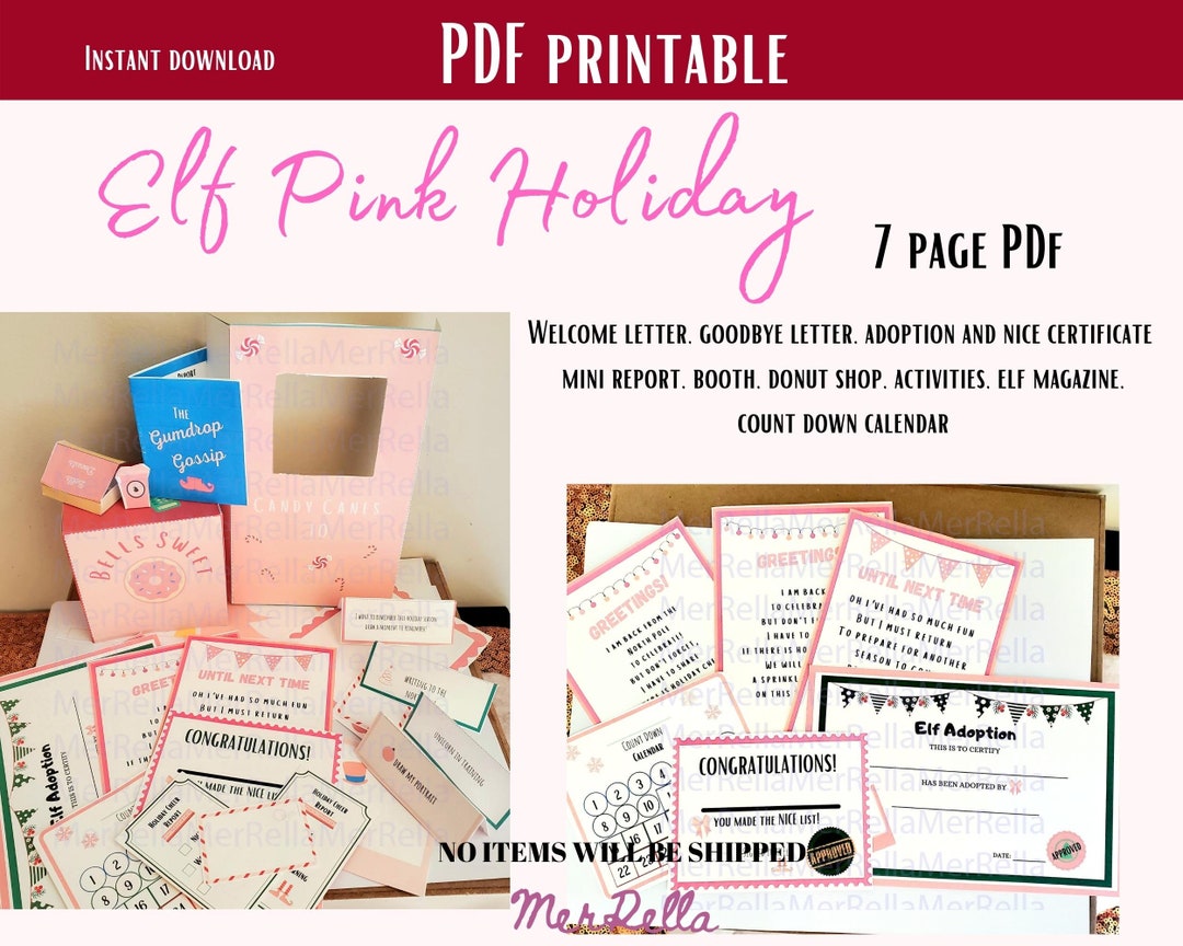 Pink Elf Kit Printable, Elf Magazine Prop, Elf Donut Shop Prop, Elf ...