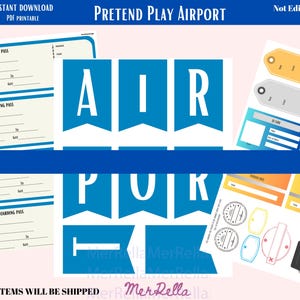 Pretend Airport Dramatic Play Set, Printable Passport, Boarding Pass ...