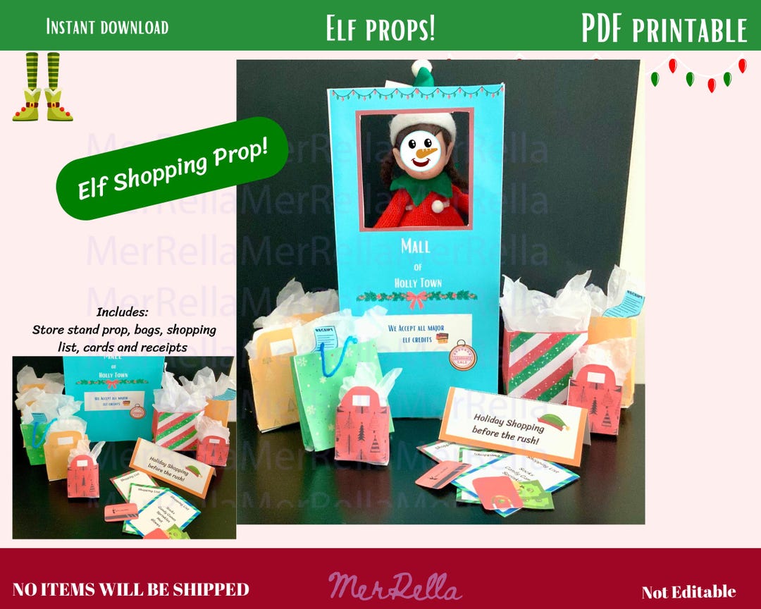Elf Shopping Bags Printable, Elf Store Mall Prop, Elf Mini Kit ...