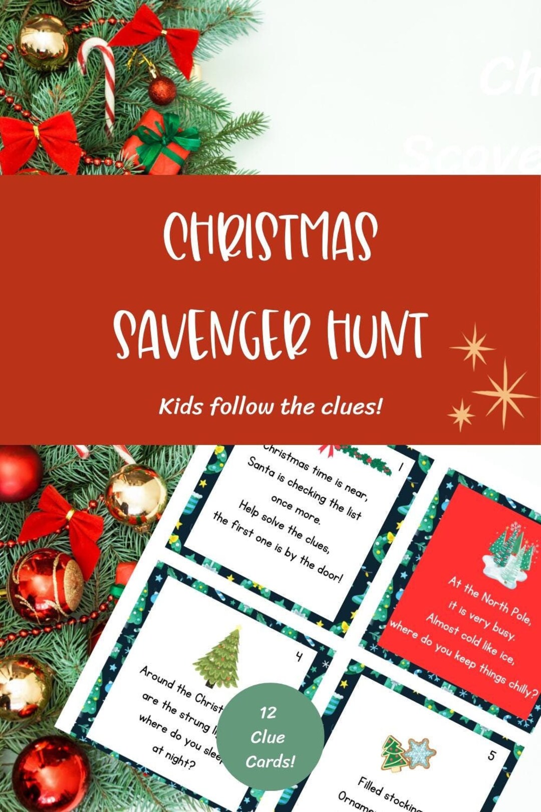 Christmas Scavenger Hunt Printable, Holiday Kids Scavenger Game ...